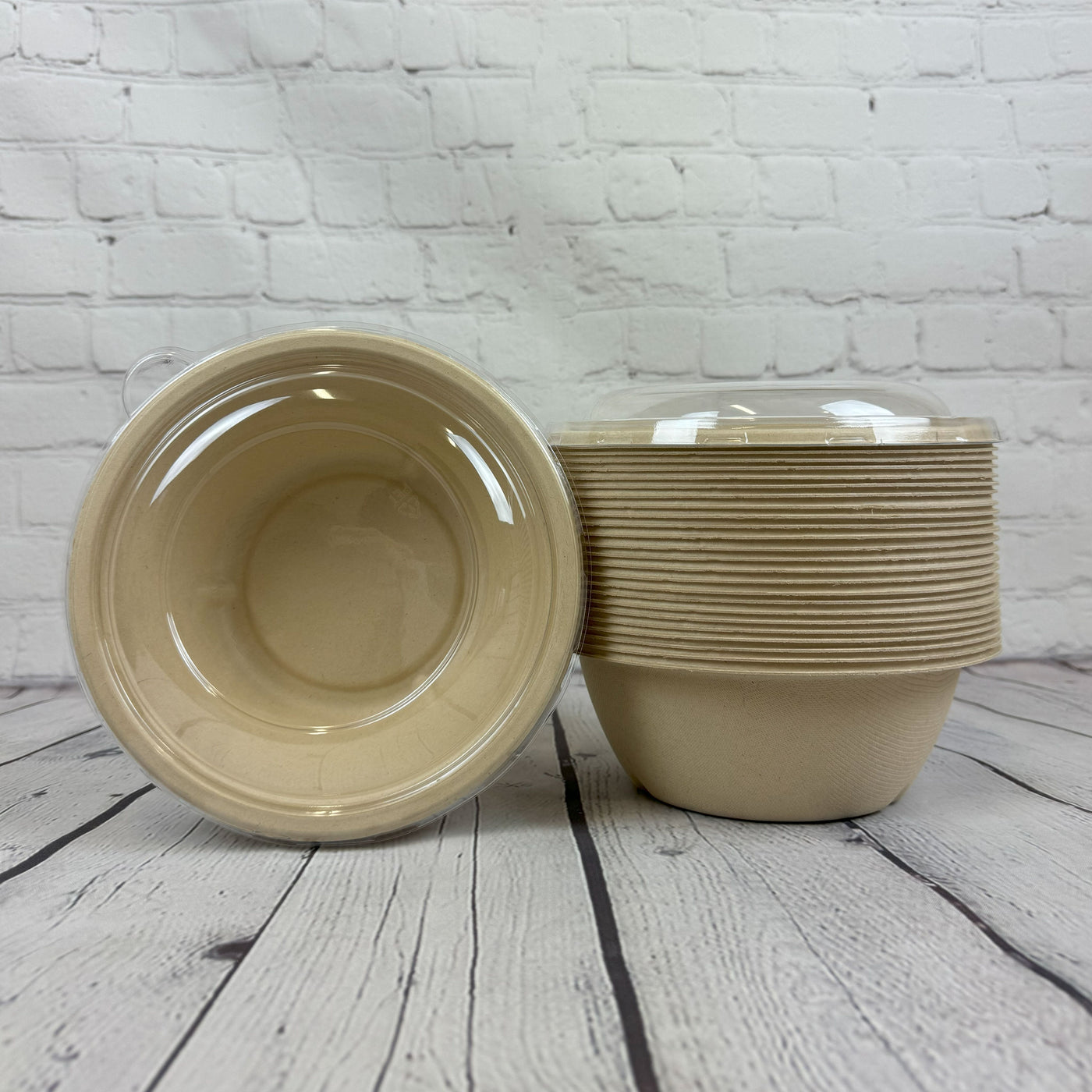 32oz Round Paper Bowls with Clear Lids - Compostable Heavy-Duty Eco-Fr ...