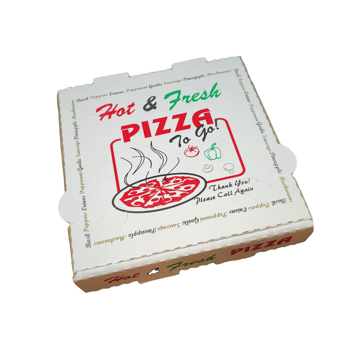 50 Pack Pizza Box 4 Color Print "Hot & Fresh" Pizza - White Base — DHG ...