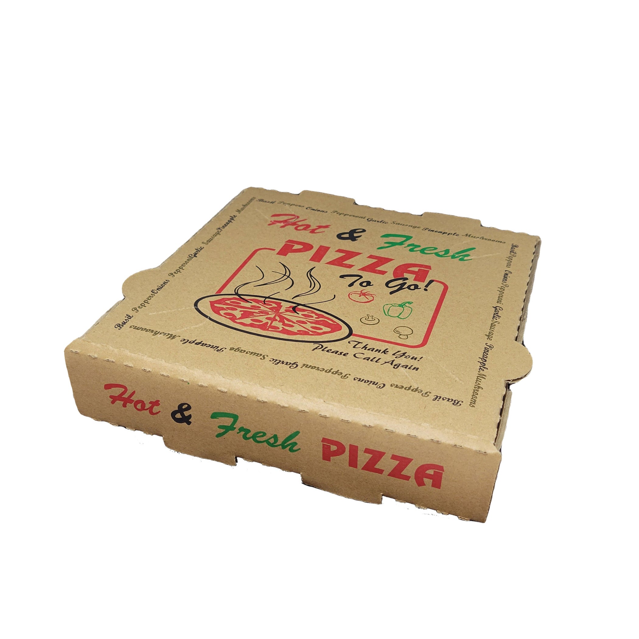 50 Pack Pizza Box 4 Color Print "Hot & Fresh" Pizza - Kraft Base — DHG ...